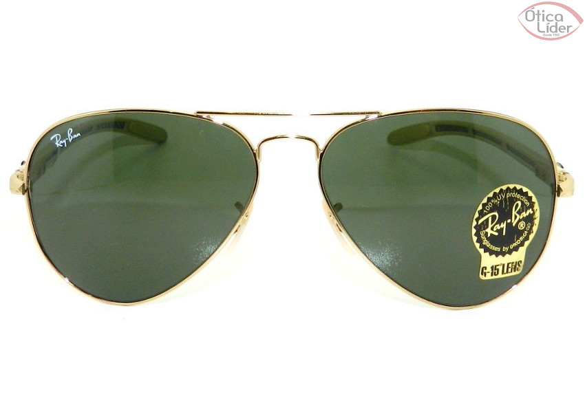 Ray-Ban RB 8307 001 58 g15 Aviador Metal Dourado / Bege - até 20% de ...